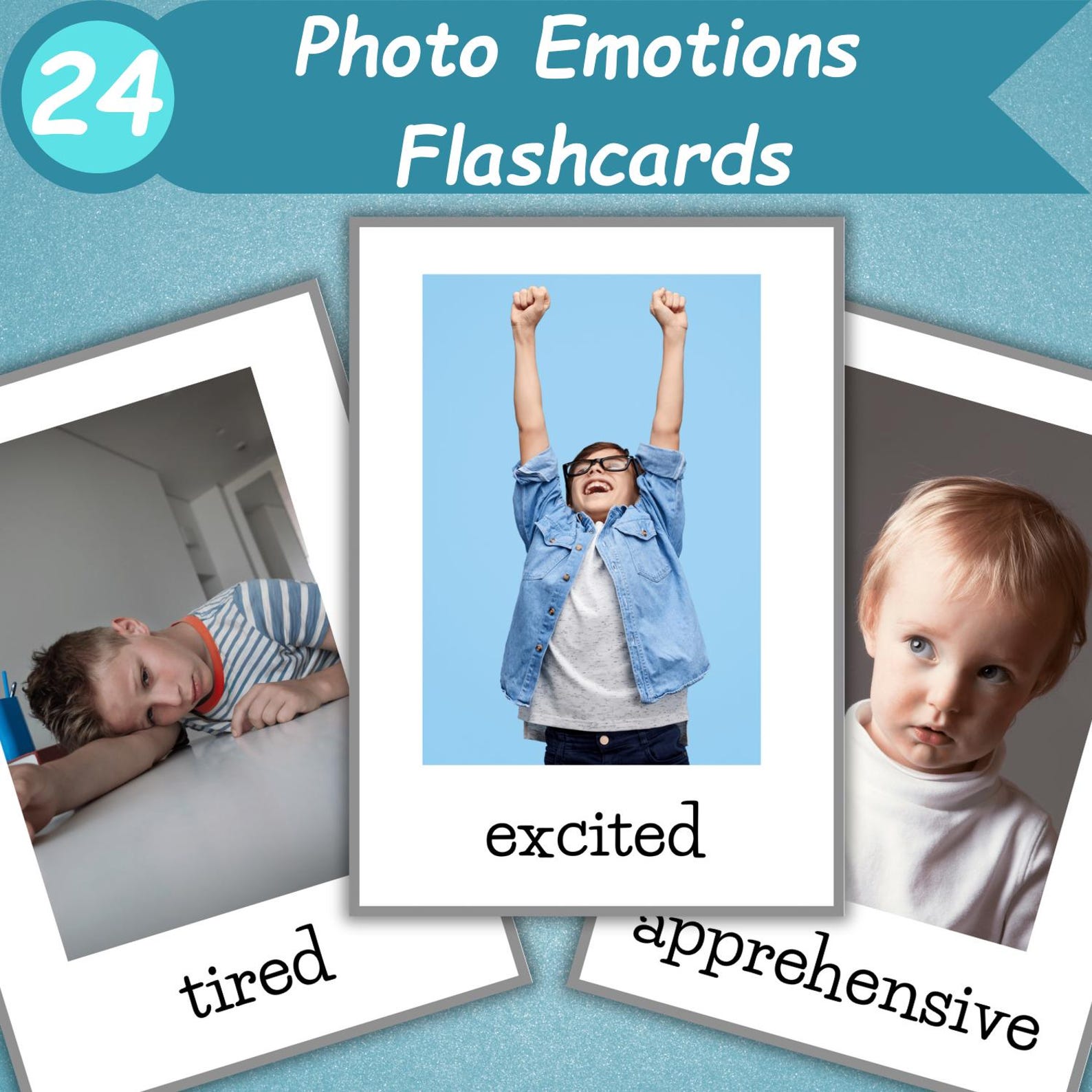 24 Photo Emotion Flash Cards for Kids | Printable Feelings Flash Cards ...