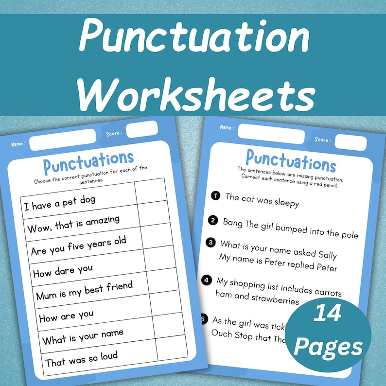 14 Punctuation Worksheets | Punctuation Practice Worksheets | Printable ...