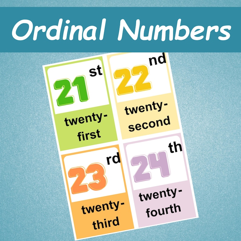 Ordinal Number Cards Montessori Math Flashcards for Kids Preschool ...