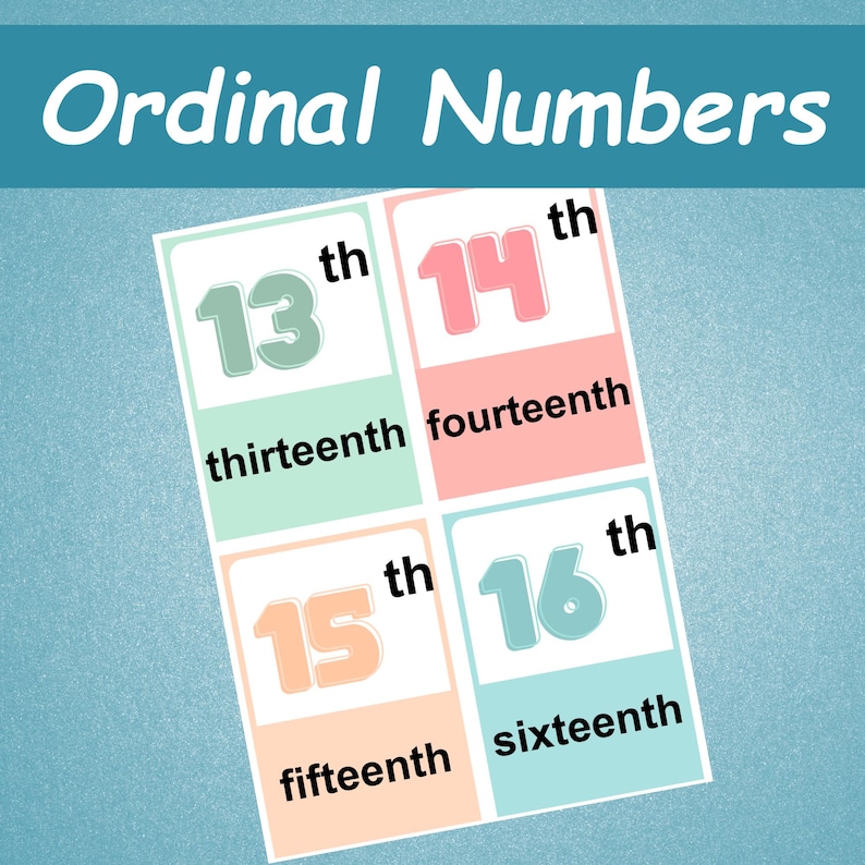 Ordinal Number Cards Montessori Math Flashcards for Kids Preschool ...
