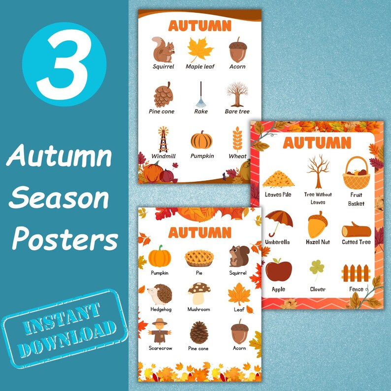 Autumn Poster Printable | Autumn Season Print | Educational Wall Art ...