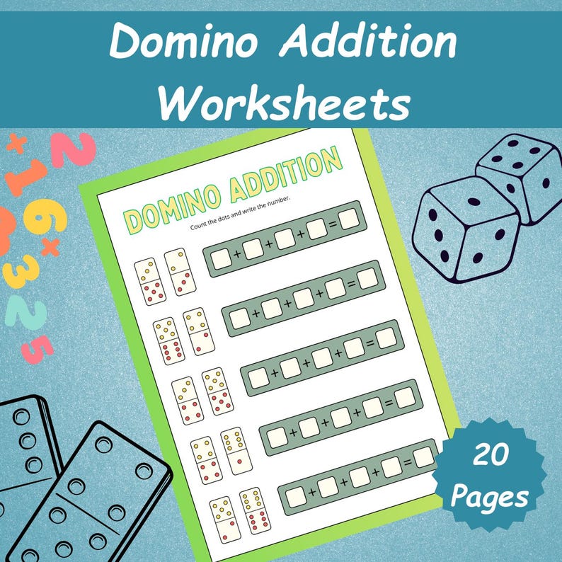20 Domino Addition Worksheets | Printable Maths Worksheets | Preschool ...