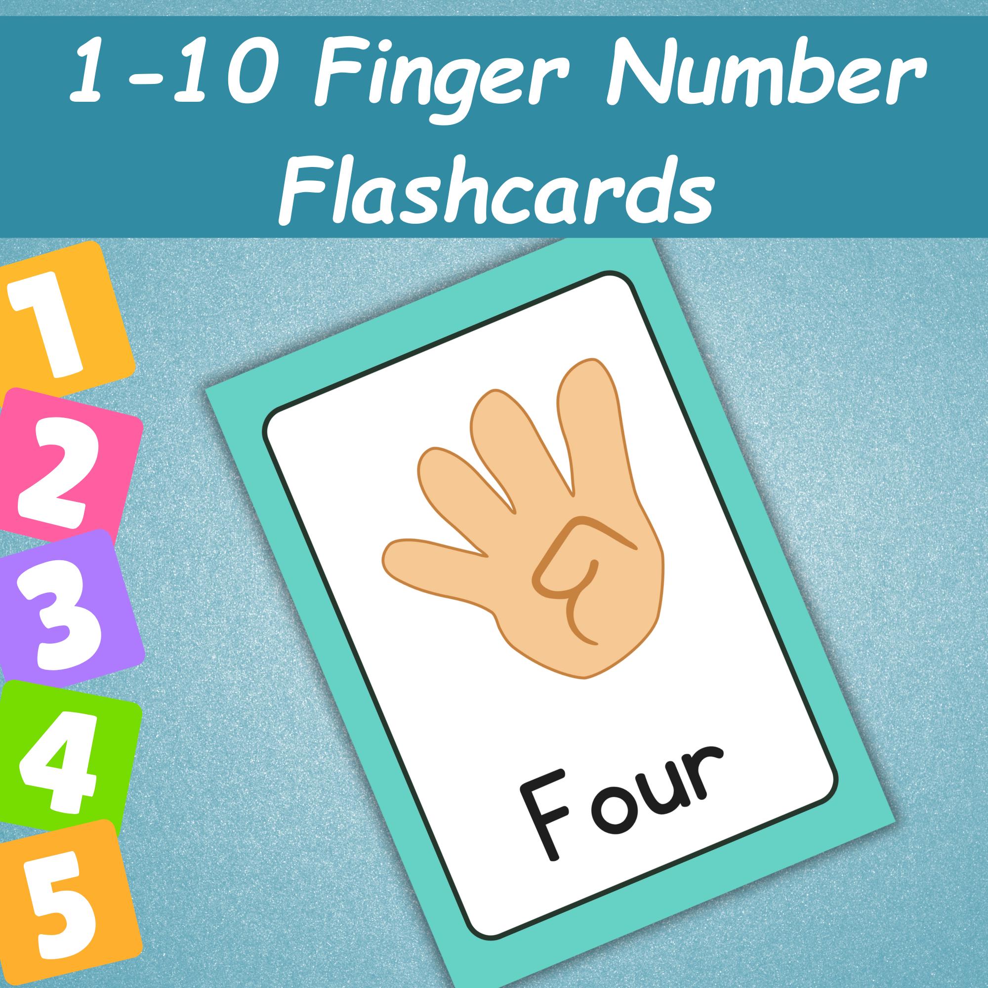 1-10 Finger Counting Flash Cards | Hand Counting Number Flashcards ...