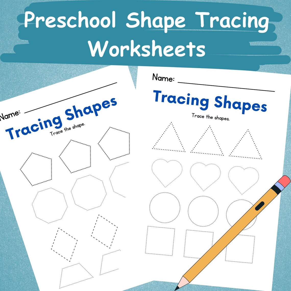 Shape Tracing Worksheets for Kids | Preschool Shapes Tracing Activity ...
