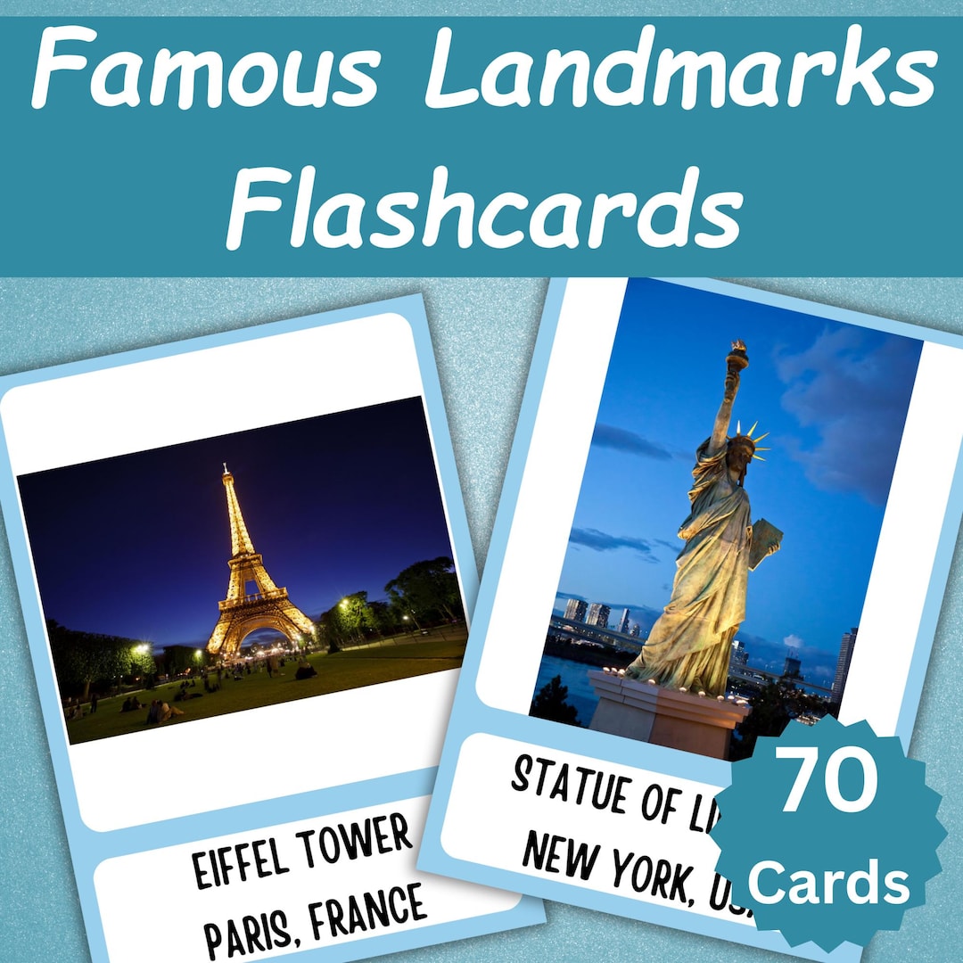 World Famous Landmarks Flashcards: Montessori Learning Cards (PDF ...