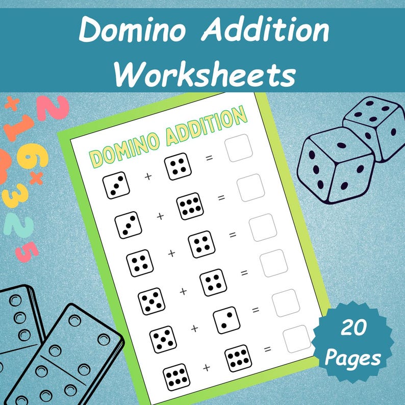 20 Domino Addition Worksheets | Printable Maths Worksheets | Preschool ...