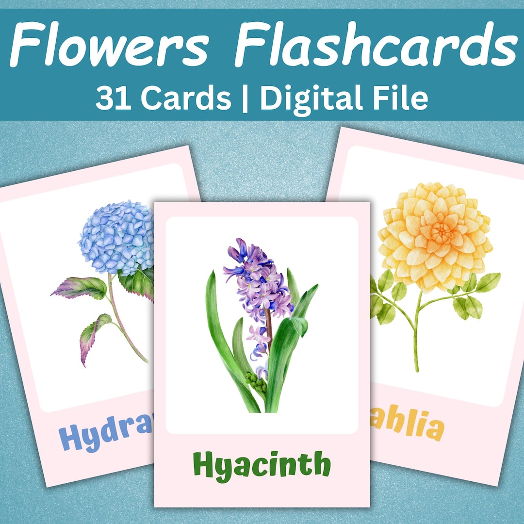 Flowers Flashcards for Kids | Montessori Flashcards | Botanical ...