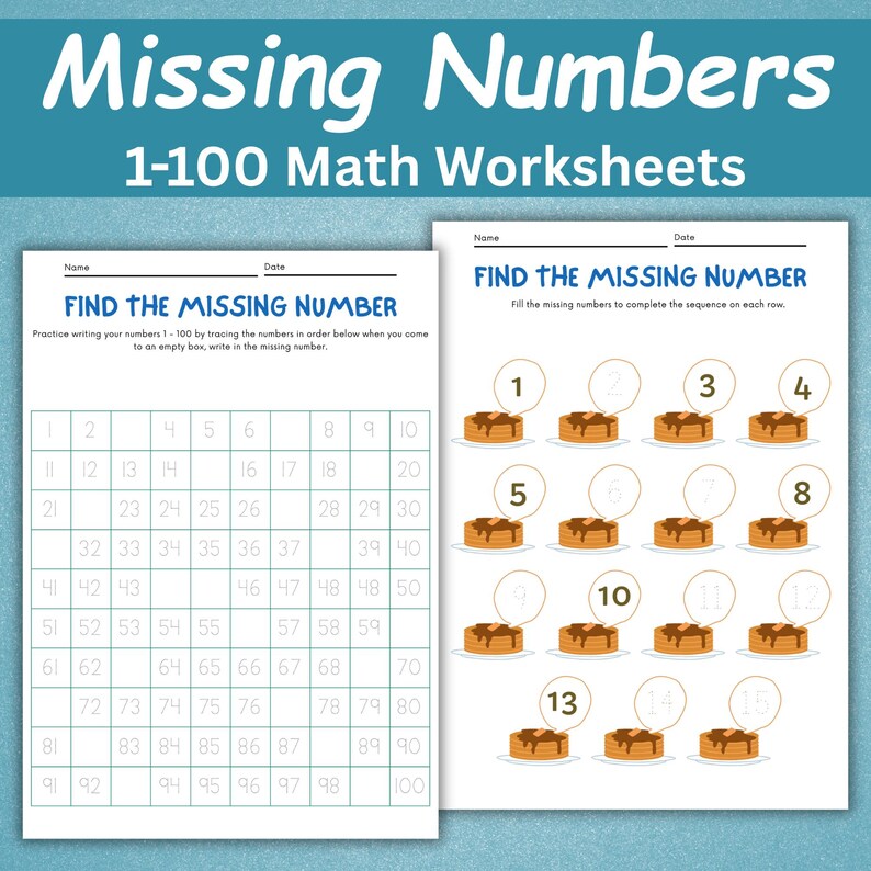 Missing Numbers 1-100 | Kindergarten Math Worksheets | 1st Grade ...