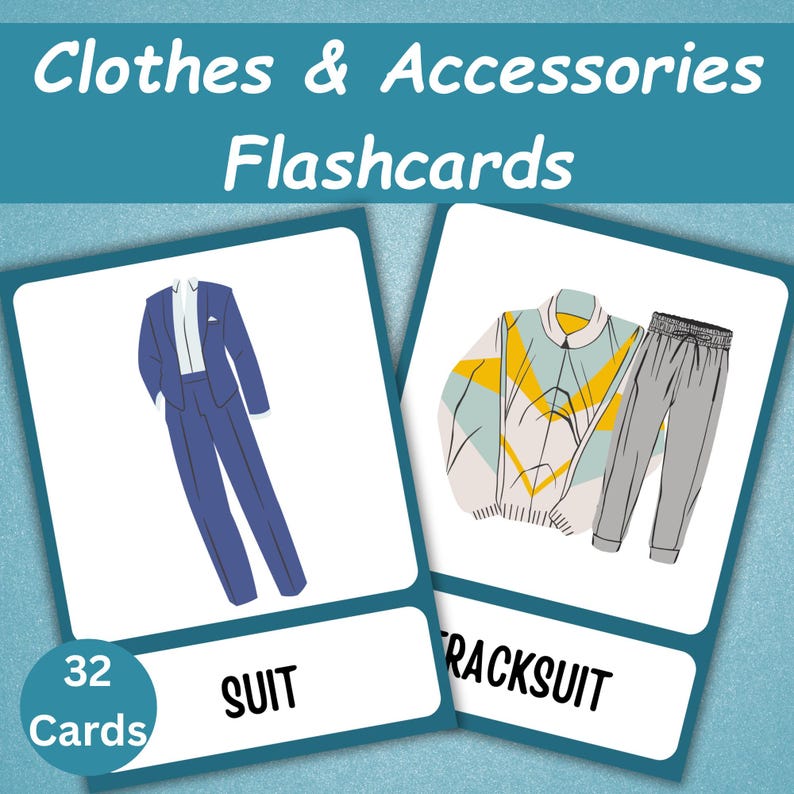 32 Printable Clothes Flashcards | Clothing and Accessories Learning ...