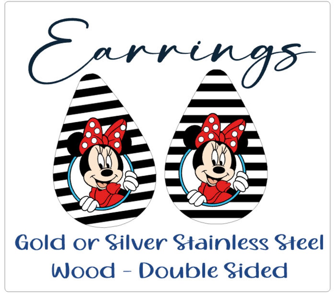 Peeking Minnie Mouse Teardrop Earrings Double Sided - Etsy