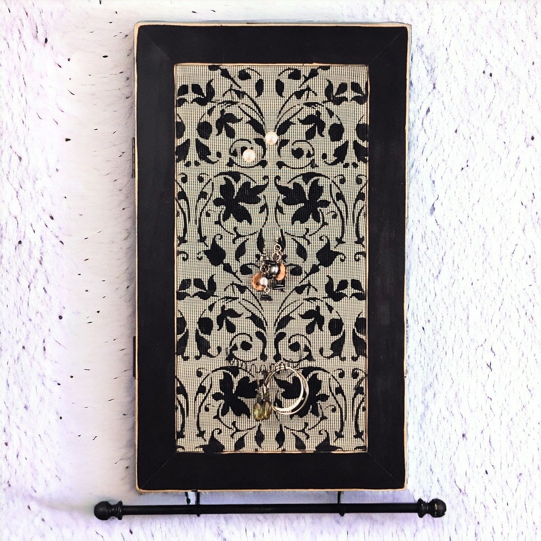 Hanging Jewelry Wooden Cabinet, Hanging Jewelry Box, Stud Earring ...