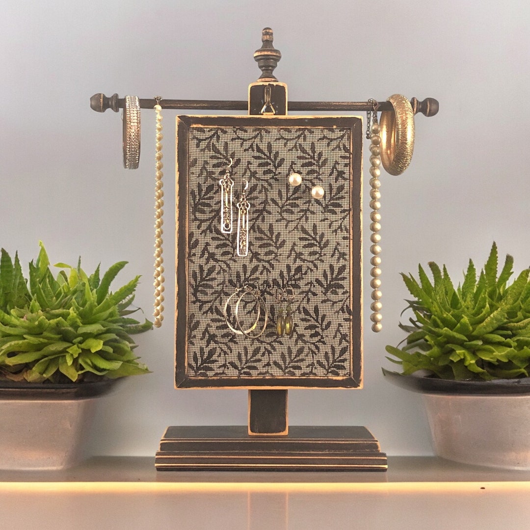 Wooden Stud Earring Holder | Wood Jewelry Organizer | Standing Jewelry ...