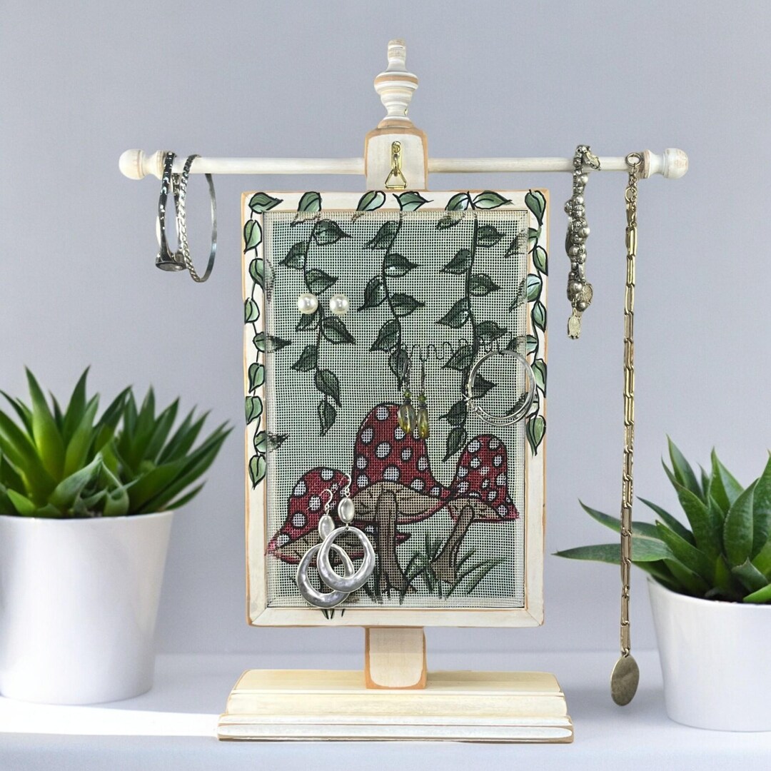 Boho Chic Pierced Earring Holder | Hand Painted Wood Frame Jewelry ...