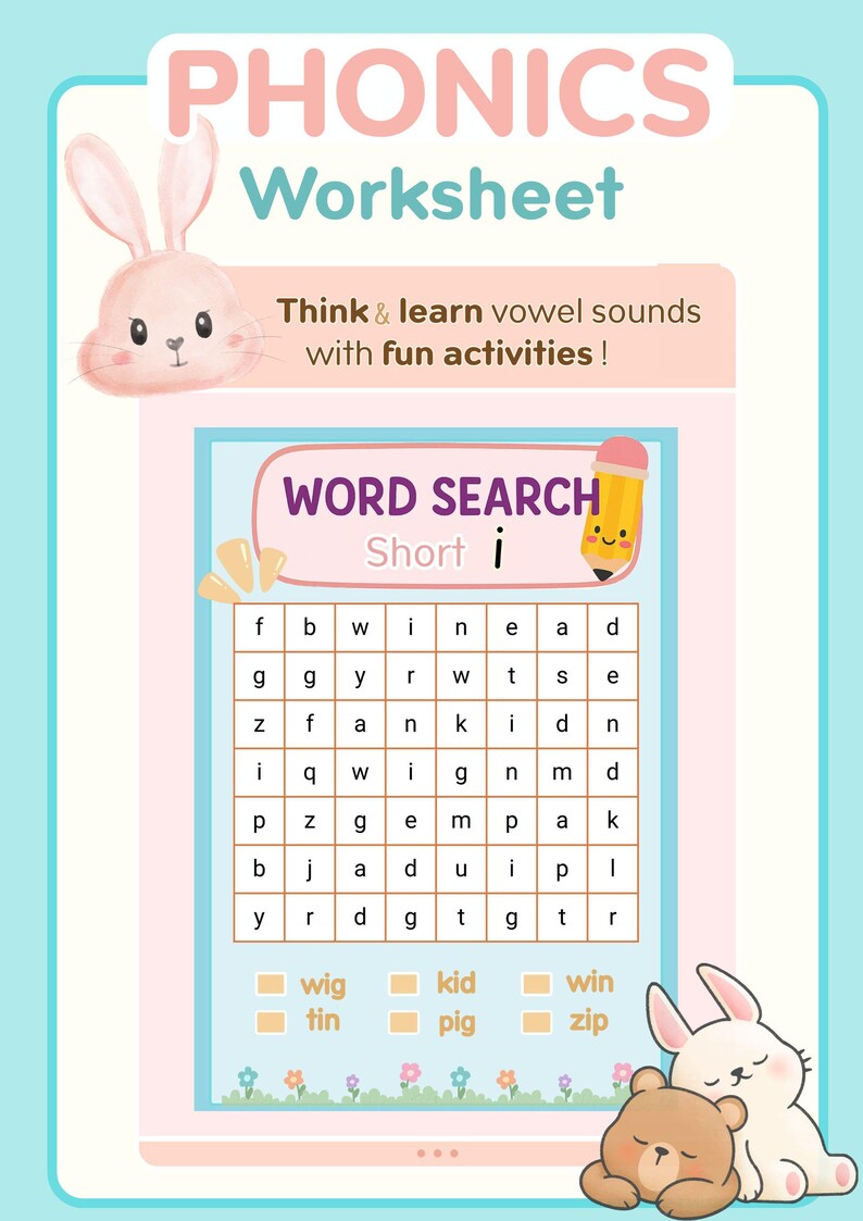 Phonics Worksheets Bundle | 65 Printable Pages | Short Vowels, Reading ...