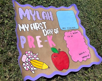 First Day of School Banner (teal Version ) | Hand-painted Back to ...