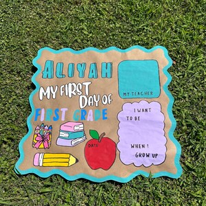 First Day of School Banner (teal Version ) | Hand-painted Back to ...