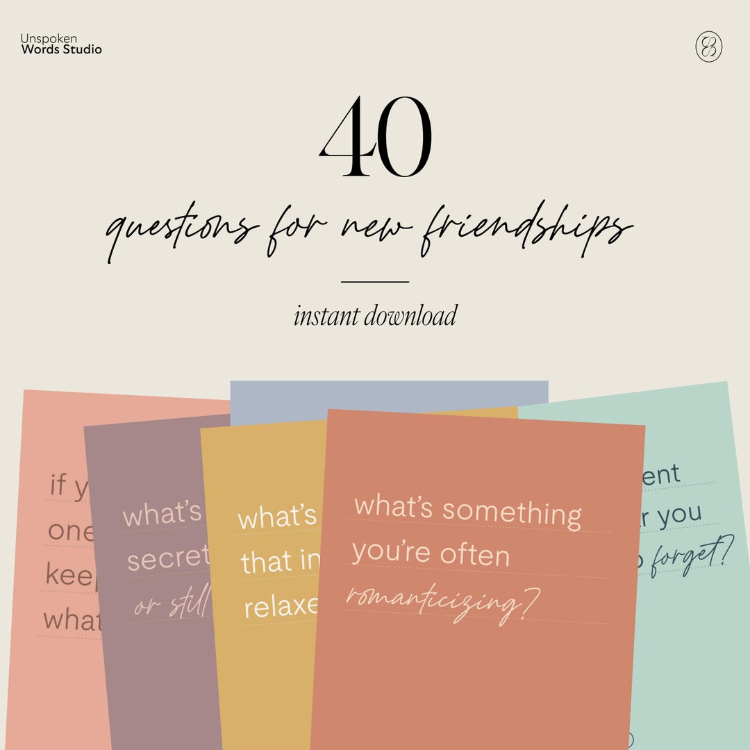 40 Printable Conversation Cards for New Friends & Real Connection | in ...