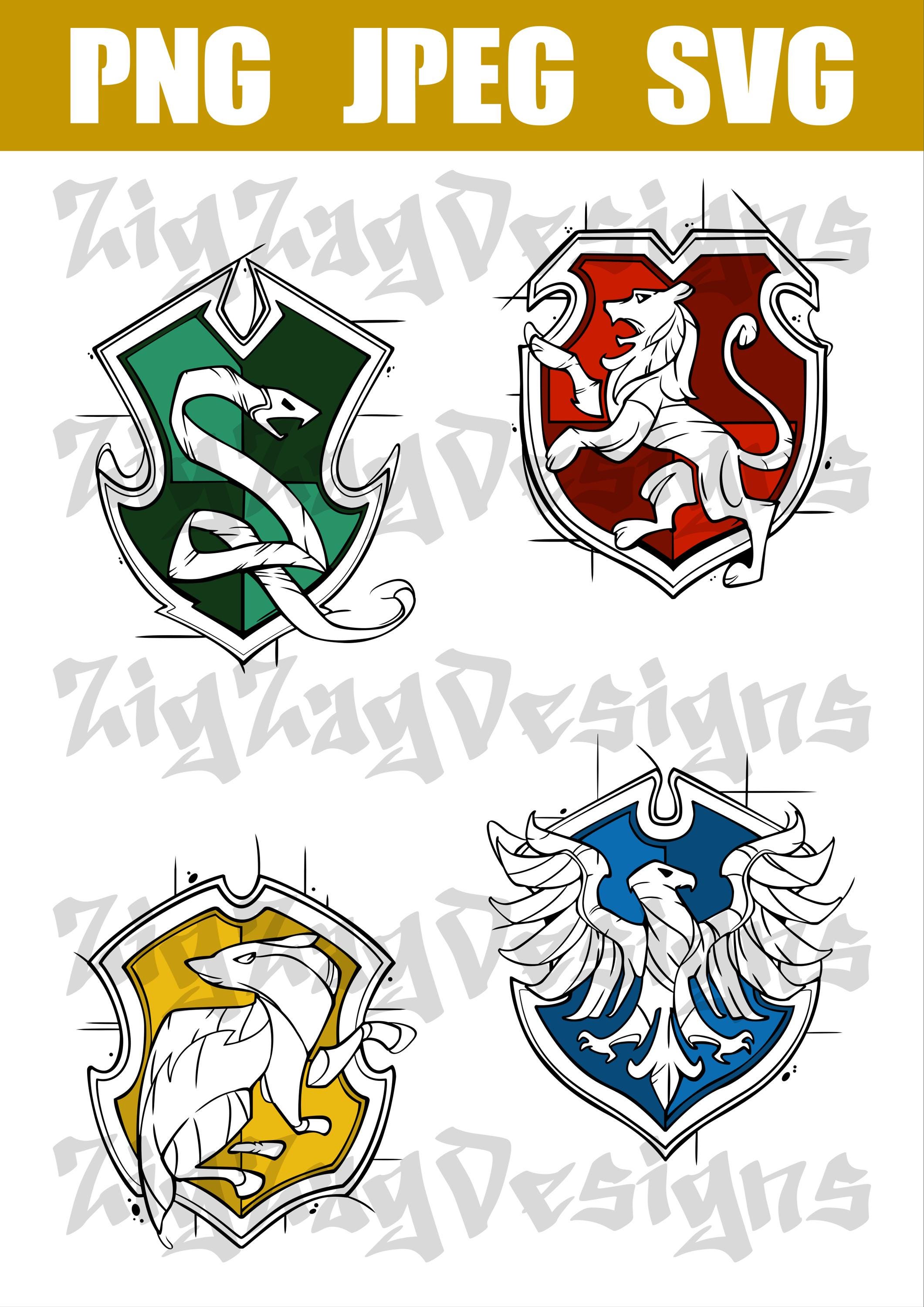 Wizard Crests, Houses, Lion, Raven, Snake and Badger, Svg, Png, Instant ...