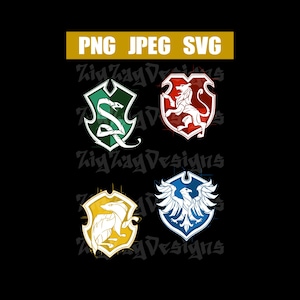 Wizard Crests, Houses, Lion, Raven, Snake and Badger, Svg, Png, Instant ...
