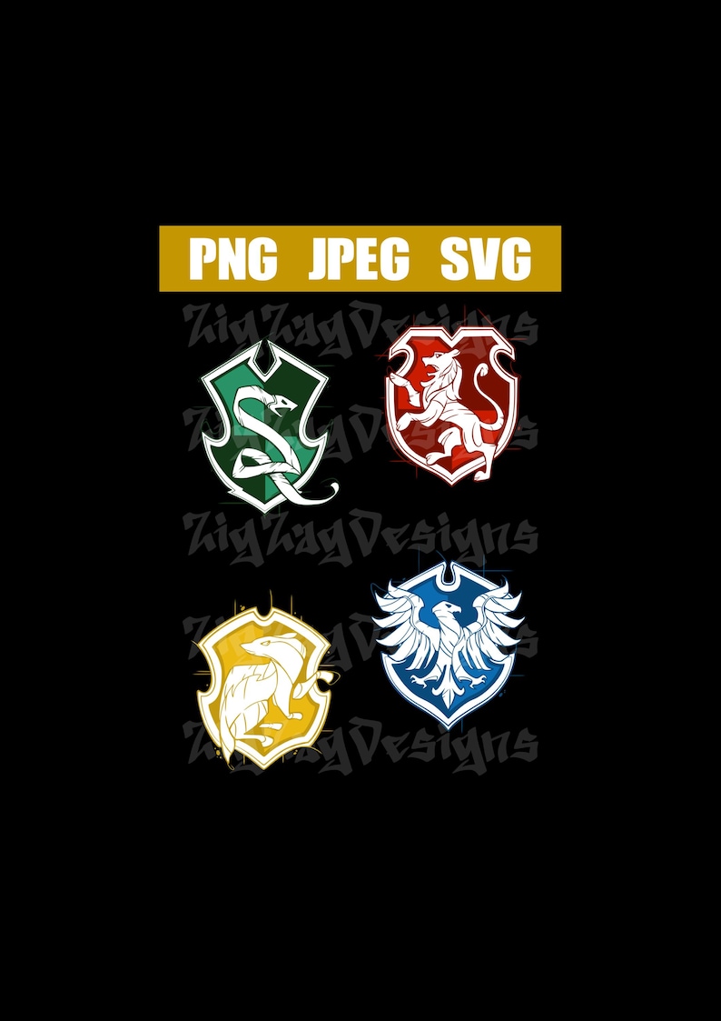 Wizard Crests, Houses, Lion, Raven, Snake and Badger, Svg, Png, Instant ...