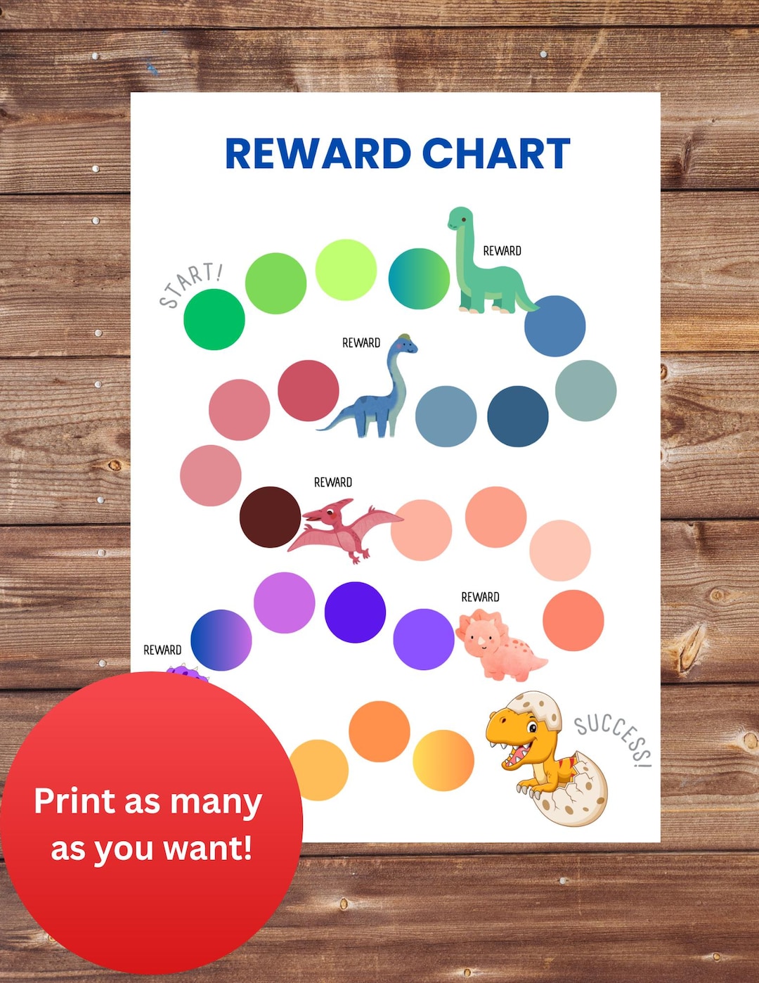 Dinosaur Reward Chart Printable for Kids – Sticker Chart, Cute Dino ...