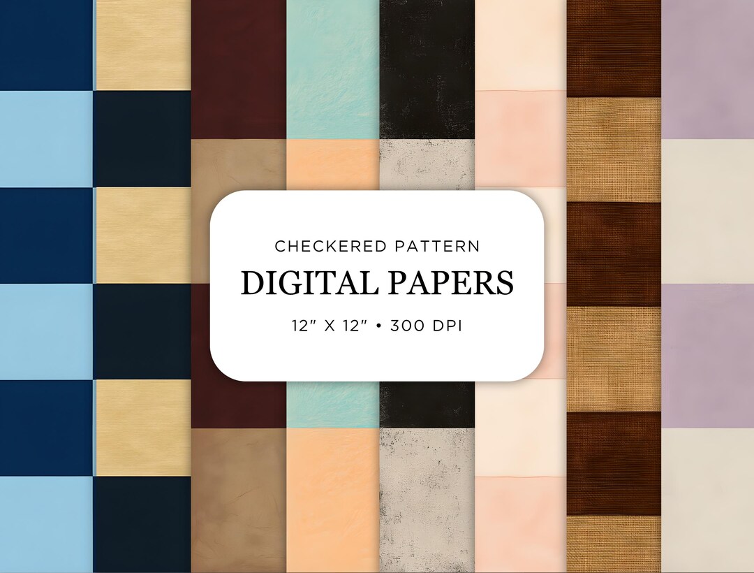 20 Seamless Checkered Digital Papers,gingham, Retro, Pastel, Vintage ...