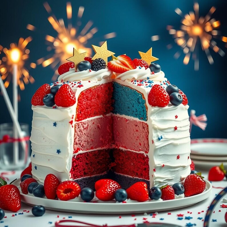 Red White & Blue Ombre Layer Cake Recipe (PDF) - Etsy