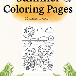 Printable Summer Coloring Pages, Digital Downloads Only, Beach Coloring ...