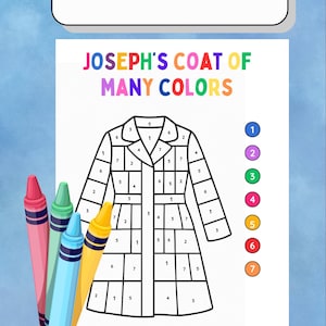 Joseph's Coat of Many Colors Color by Number: Bible Coloring Page (PDF ...