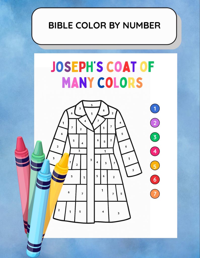 Joseph's Coat of Many Colors Color by Number |bible Coloring Page for ...
