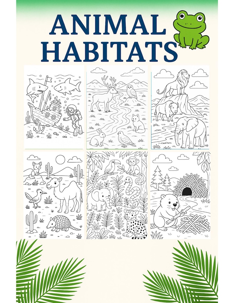 Printable Animal Habitat Coloring Pages, Digital Downloads Only, Animal ...