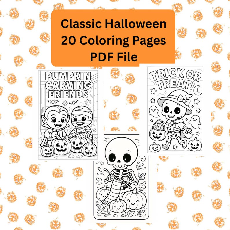 Kawaii Halloween Coloring Pages – 20 Cute Printables (PDF Pattern) - Etsy