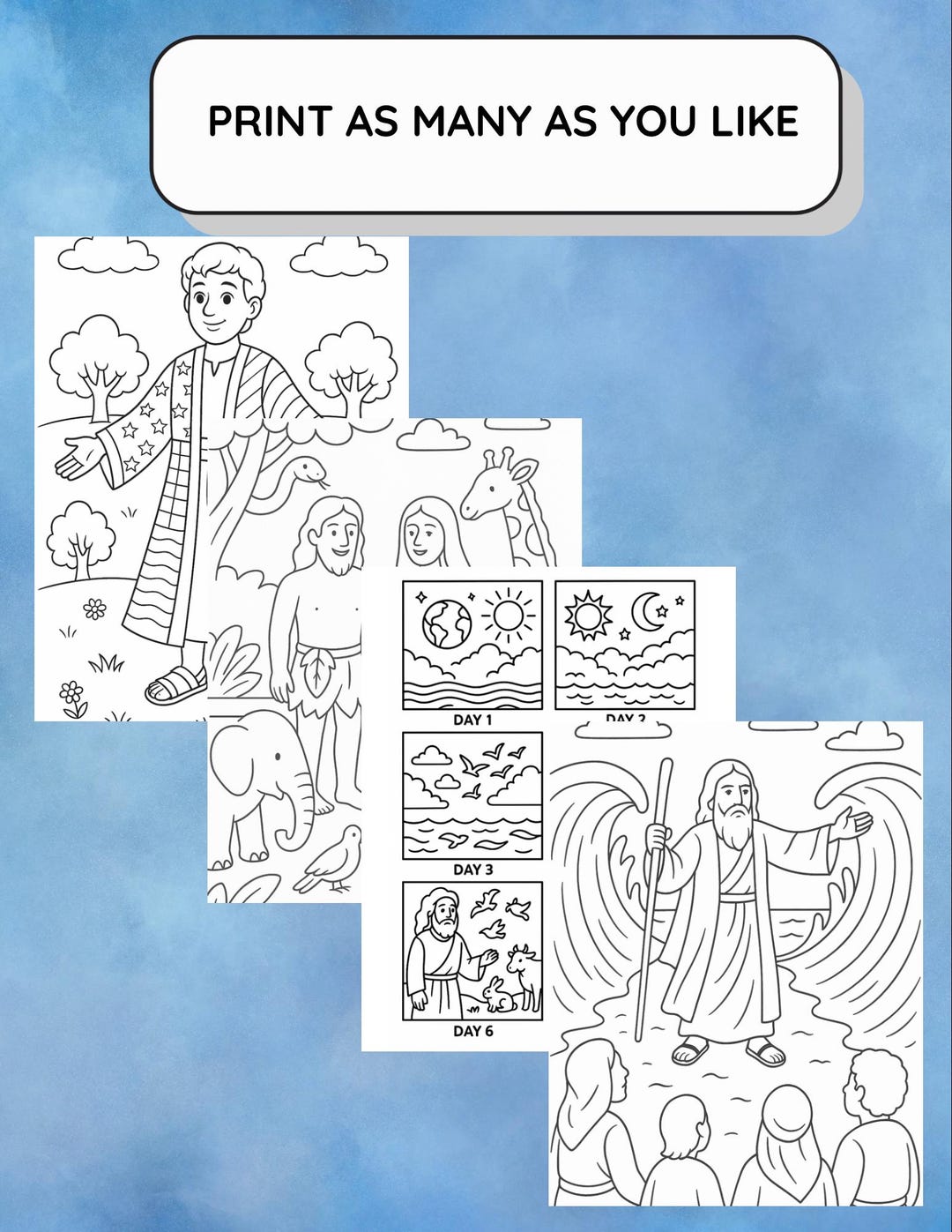 20 Bible Coloring Pages for Kids Printable, Christian Sunday School ...