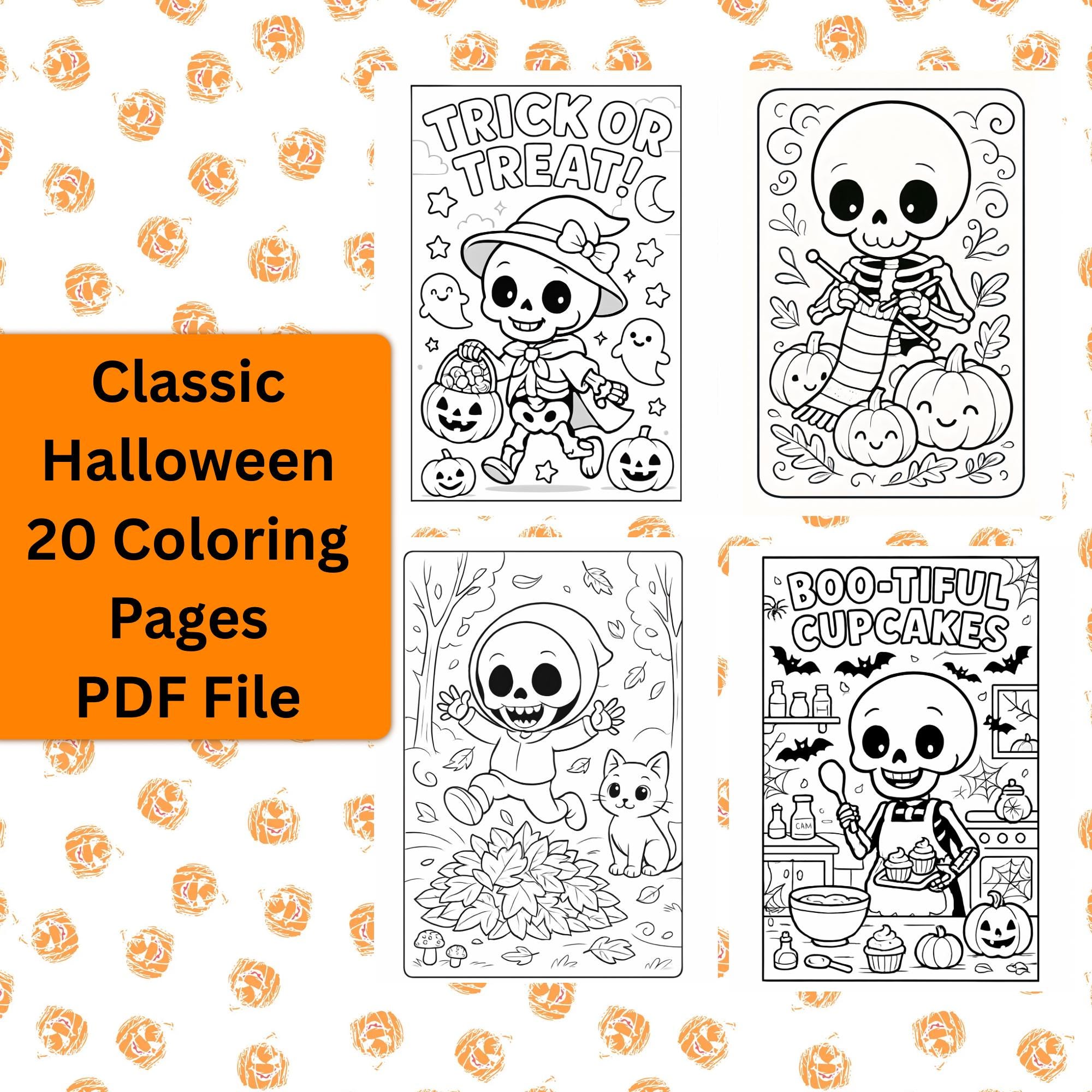 Kawaii Halloween Coloring Pages – 20 Cute Printables (PDF Pattern) - Etsy