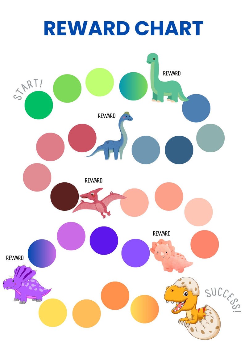 Dinosaur Reward Chart Printable for Kids – Sticker Chart, Cute Dino ...