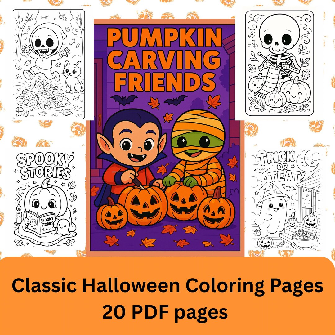 Kawaii Halloween Coloring Pages – 20 Cute Printables (PDF Pattern) - Etsy