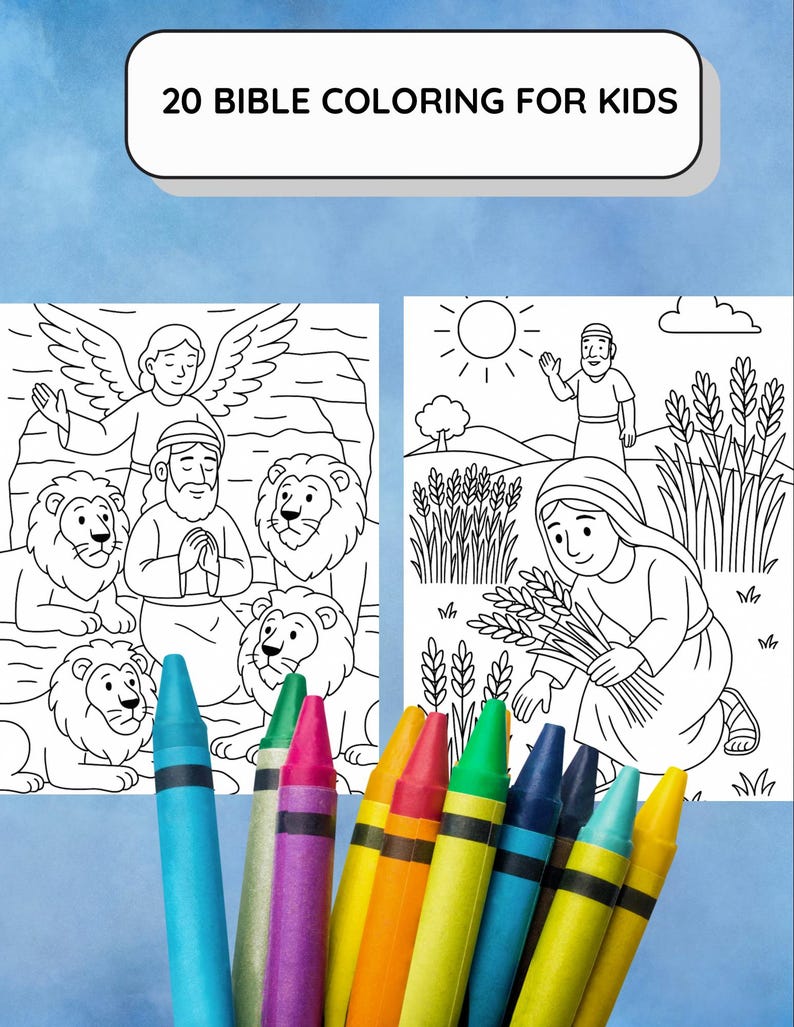 20 Bible Coloring Pages for Kids Printable, Christian Sunday School ...