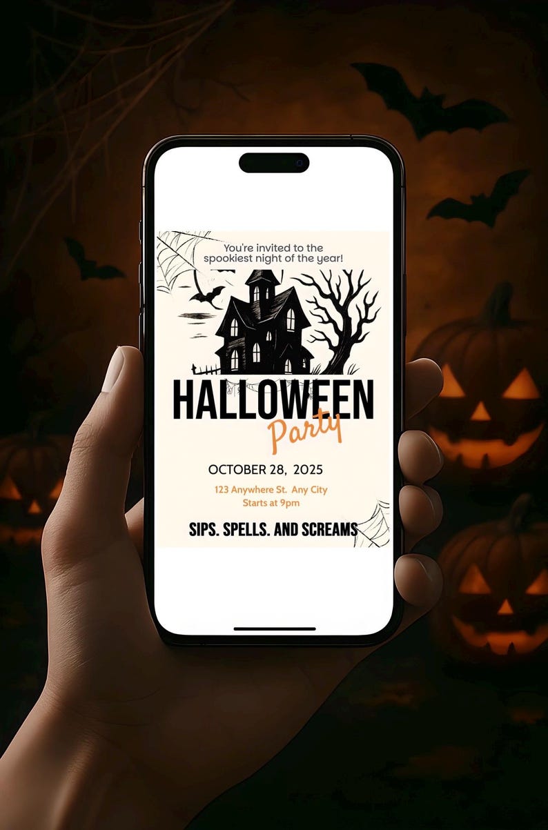 Editable Halloween Party Invitation – 5x7 Haunted House Canva Template ...