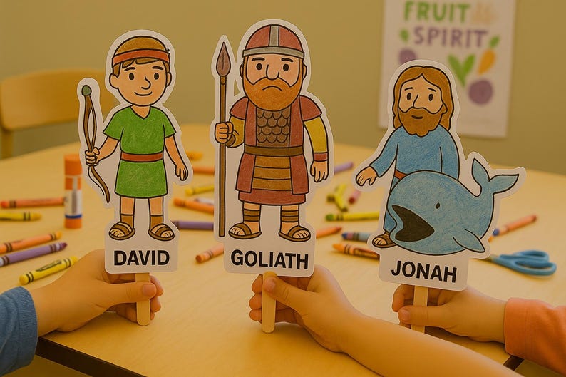 Bible Character Puppets: Sunday School Coloring Craft (PDF Download) - Etsy