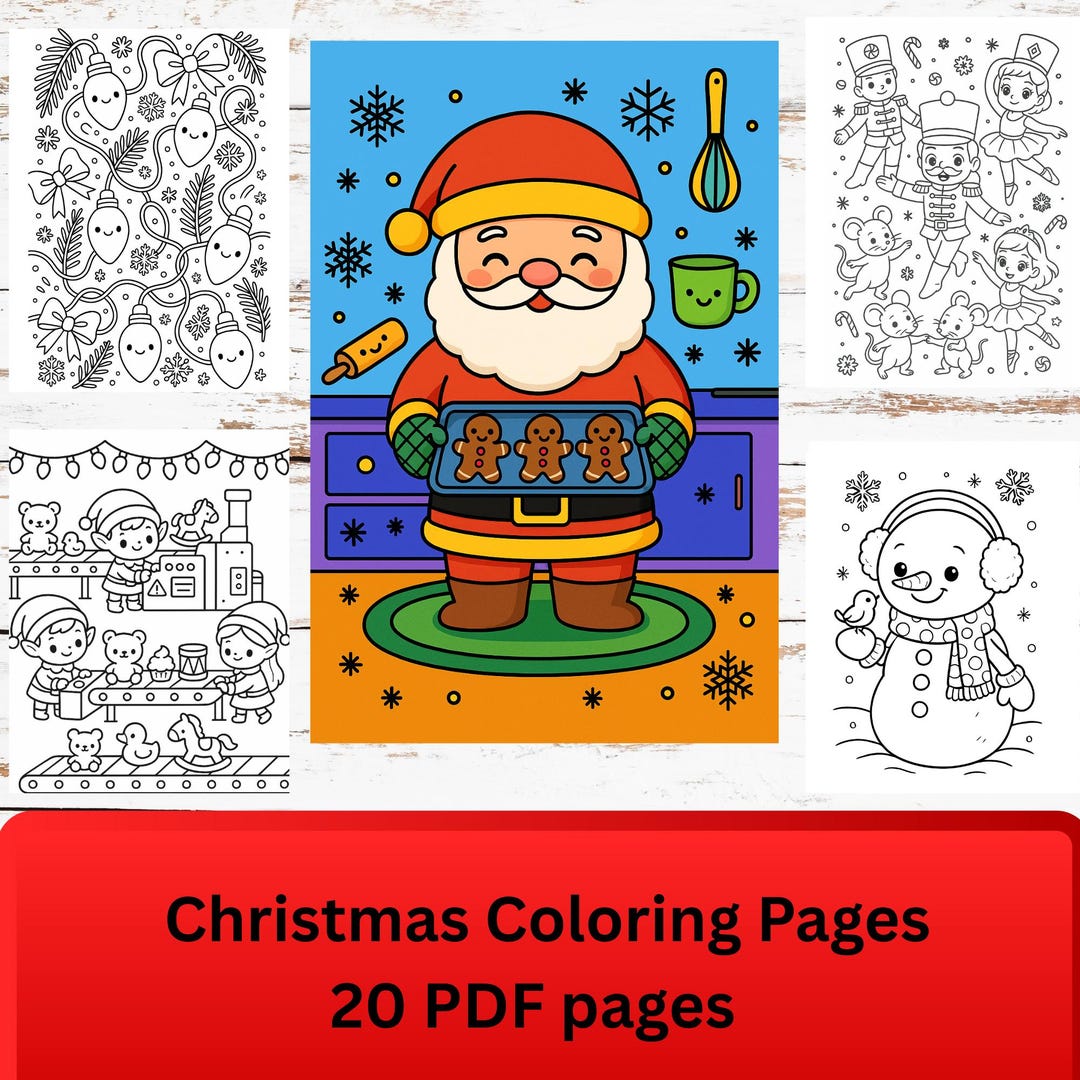 Kids Christmas Coloring Pages – Santa, Elves, Gifts, Snowman, Printable ...