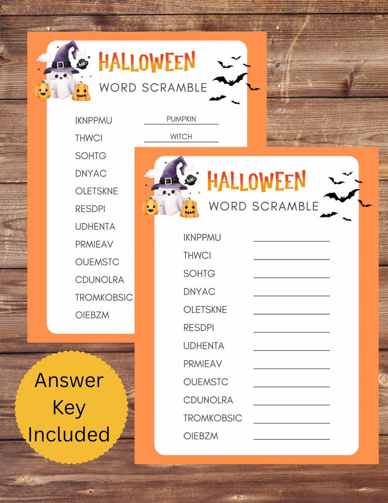 Halloween Word Scramble Game: Printable Kids Activity (PDF Download - Etsy