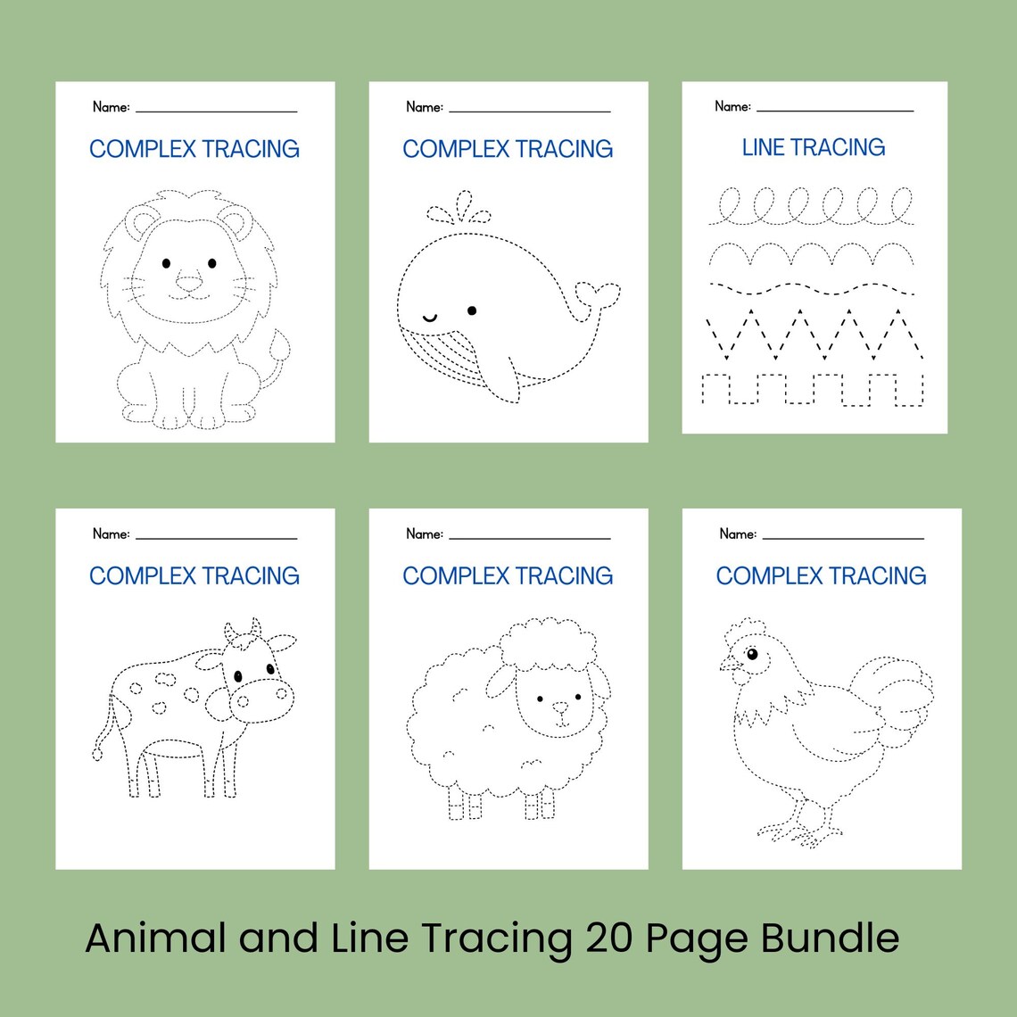 Animal Tracing Worksheets: Preschool Handwriting Practice (digital ...
