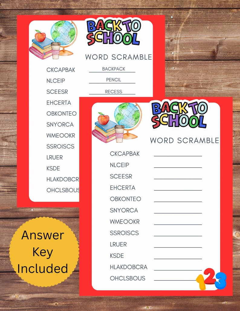 Back to School Word Scramble: Fun Classroom Printable (PDF Download - Etsy