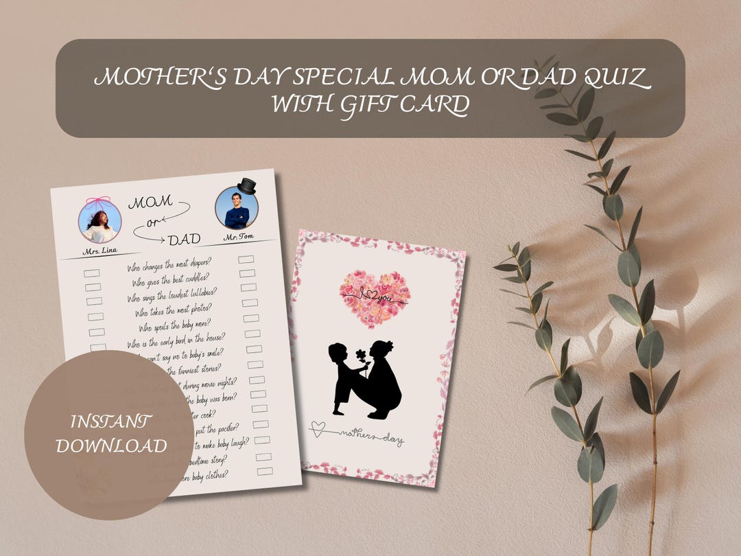 Mom or Dad Quiz | Who Know's Mom Best, Mother's Day Gift, Mother's Day ...