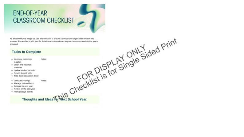 End of Year Checklist for School or Classroom - Etsy