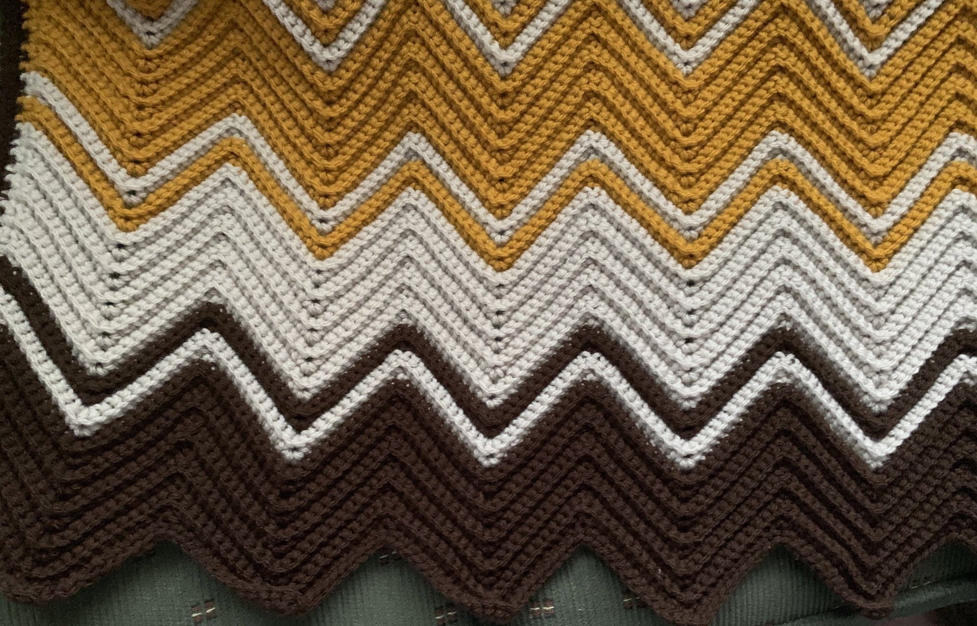 Crochet Chevron Afghan Fall Colors 50 X 62 Brown Gold Beige - Etsy