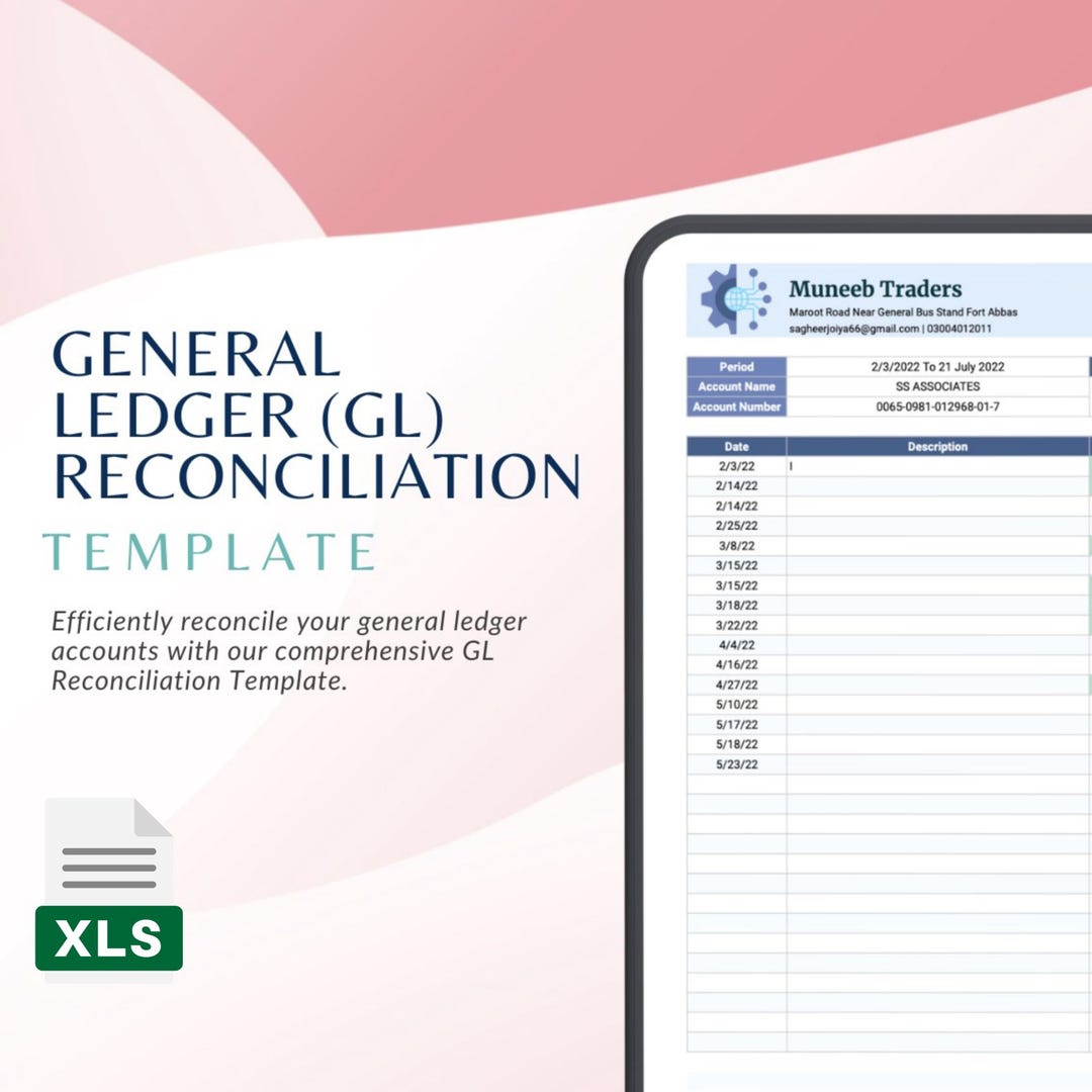 Professional General Ledger Reconciliation Template – Excel File ...