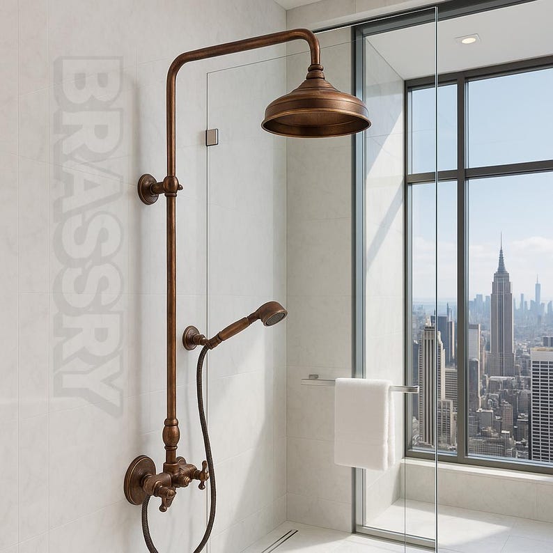 Moroccan Copper Shower System, Antique Exposed Wall-mounted Rain Shower ...