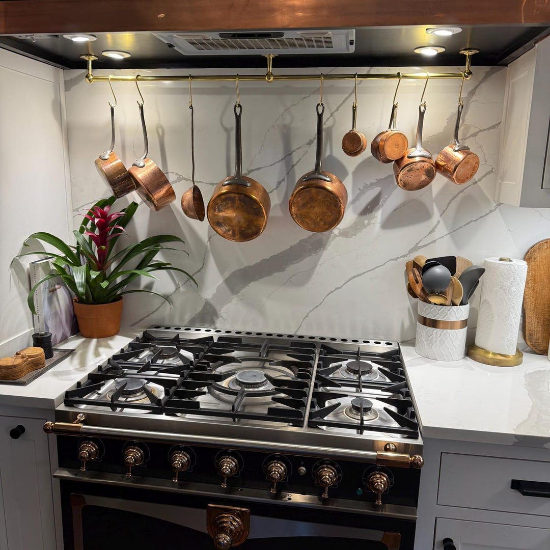 Moroccan Unlacquered Brass Kitchen Rail Rack With Hooks – Wall Mount ...