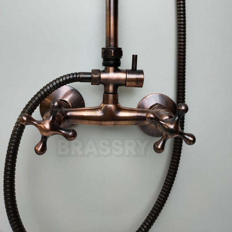 Moroccan Copper Shower System, Antique Exposed Wall-mounted Rain Shower ...